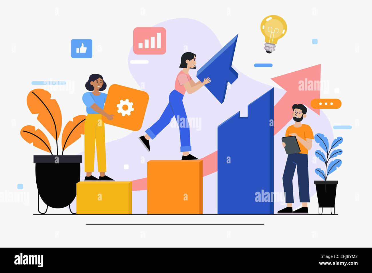 Hand drawn flat design teamwork concept Vector illustration Stock ...