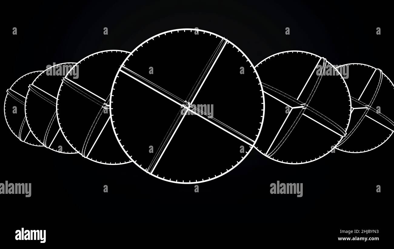 Animation of intersecting white circles. Abstract animation of rotating ...