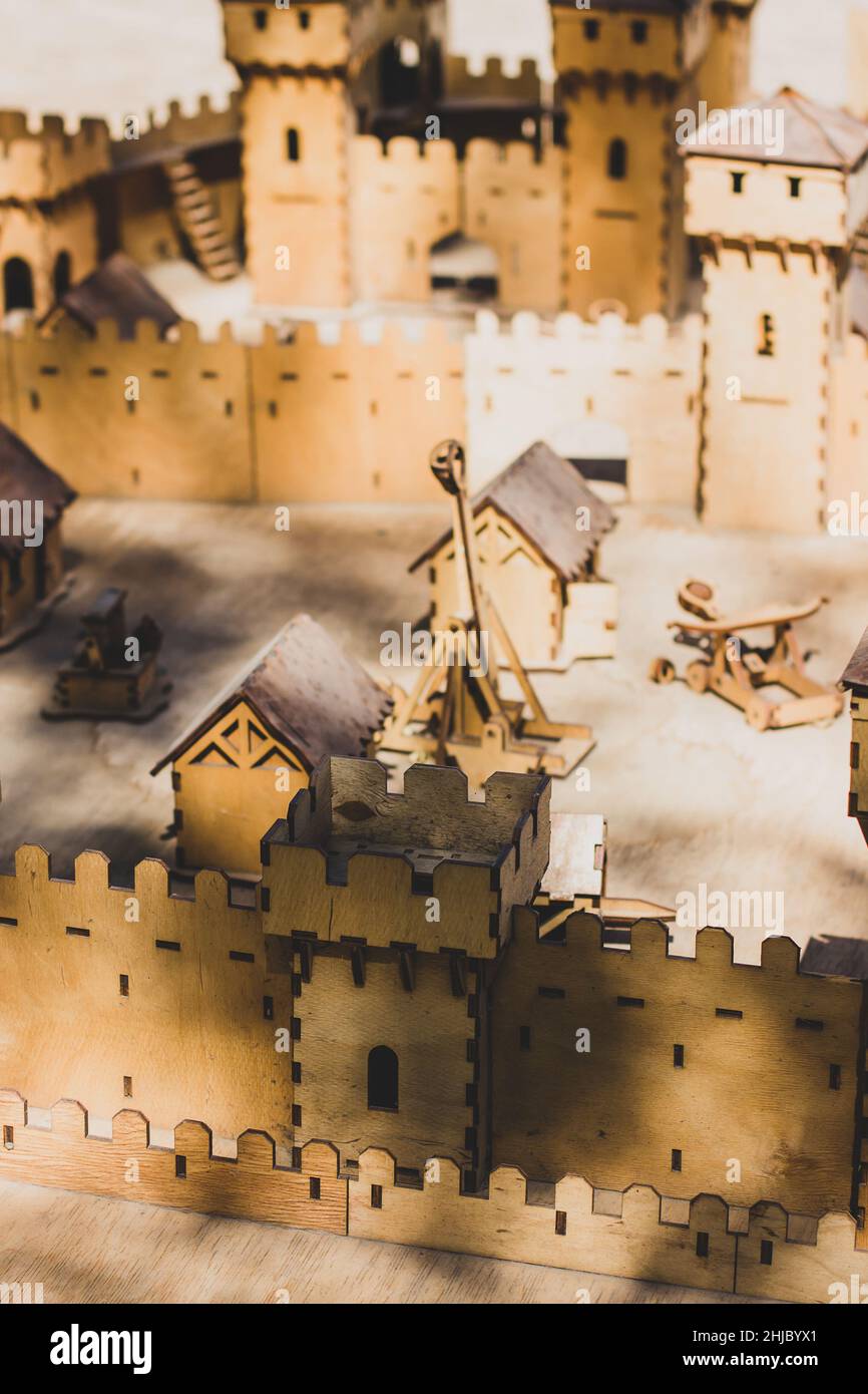 Miniature wooden copy of the old fortress. Ackerman tower Stock Photo ...