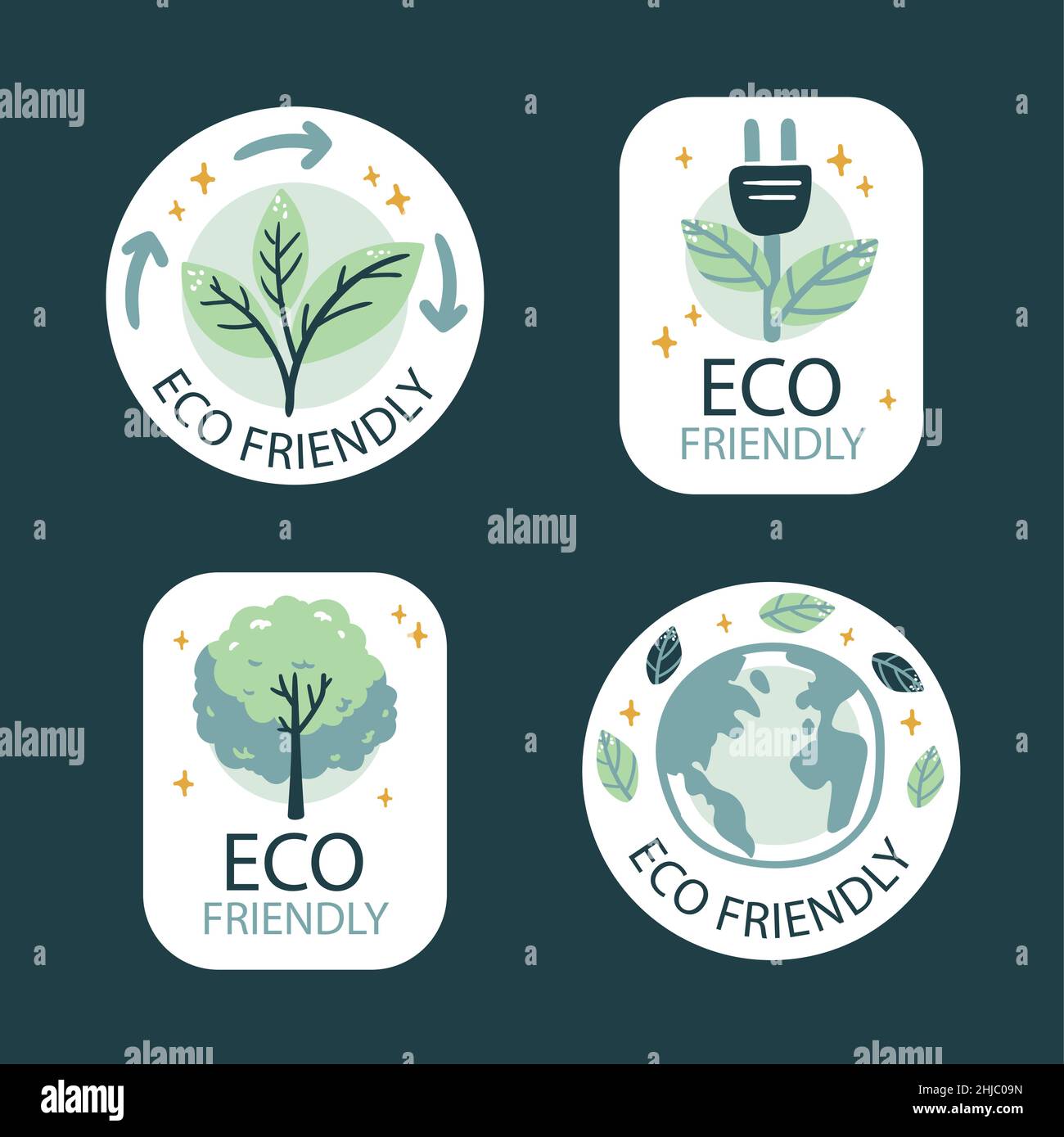 Hand drawn eco friendly label set Vector illustration Stock Vector ...
