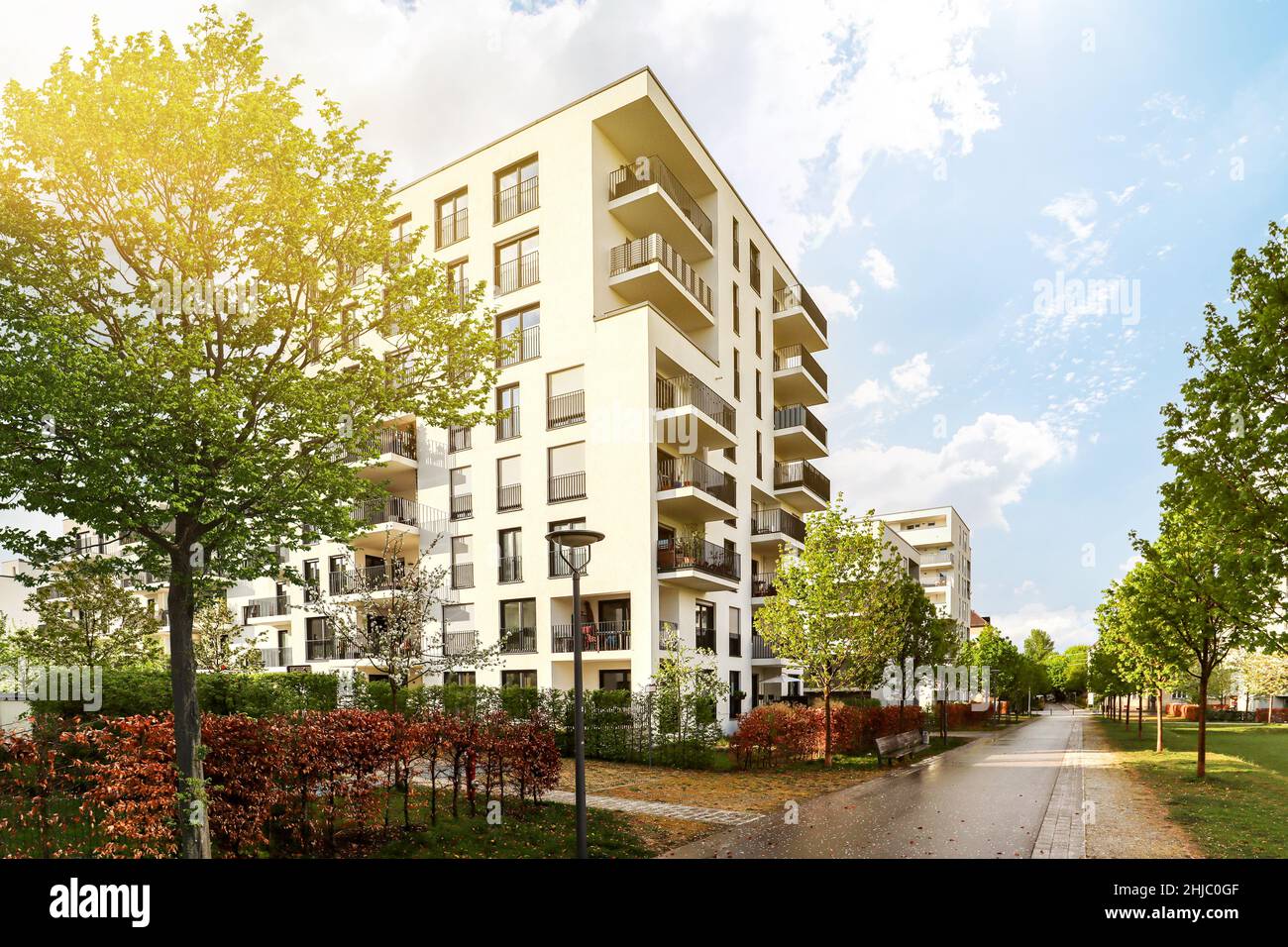 Cityscape of a residential area with modern apartment buildings, new ...