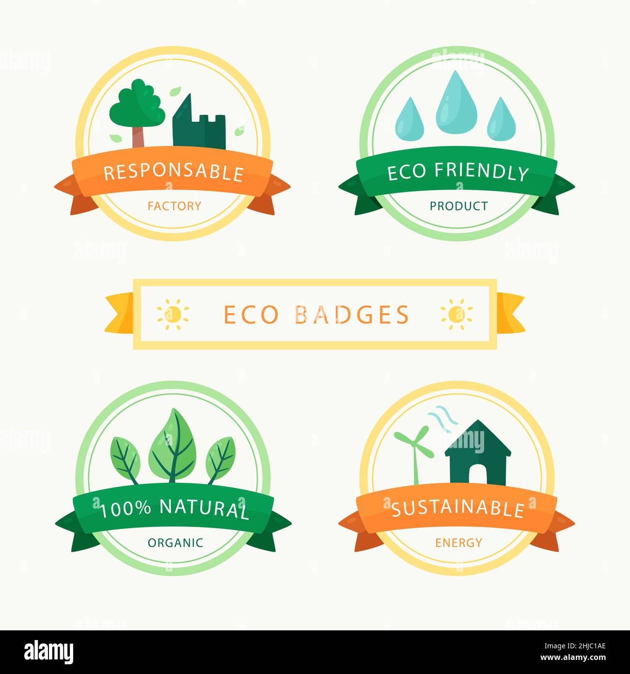 Hand drawn eco label set Vector illustration Stock Vector Image & Art ...