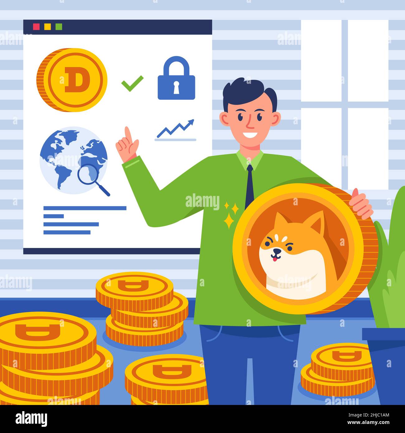 Flat design creative dogecoin illustration Vector illustration Stock ...