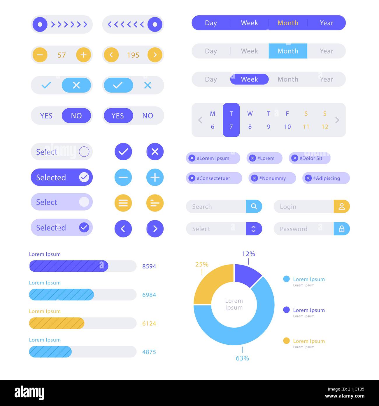 Flat design ui kit set Vector illustration Stock Vector Image & Art - Alamy