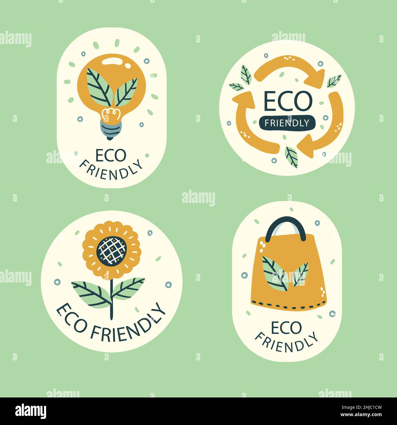 Hand drawn eco friendly label set Vector illustration Stock Vector ...