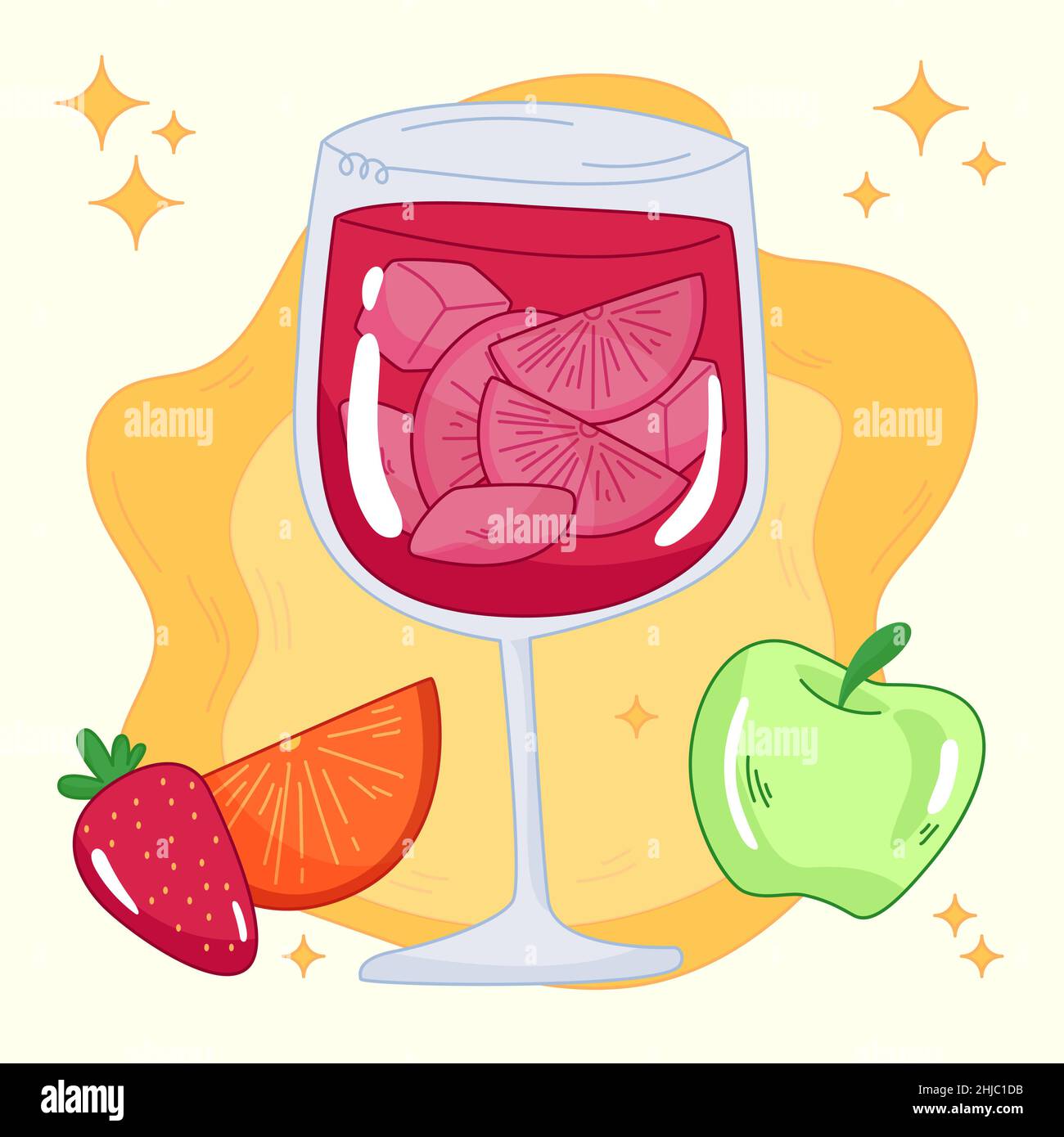 Hand drawn refreshing sangria illustration Vector illustration Stock ...