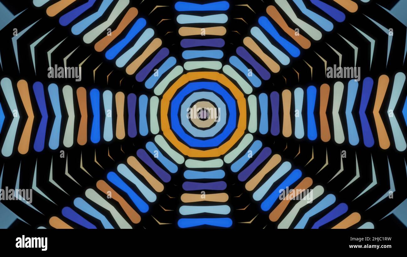 Abstract radial background with animation of moving colorful patterns ...