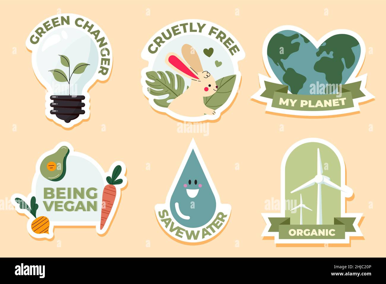 Hand drawn eco label set Vector illustration Stock Vector Image & Art ...