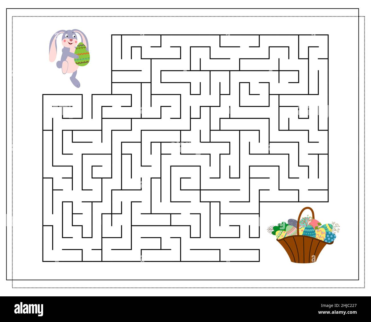 Children's logic game go through the maze. Help the hare find his way ...