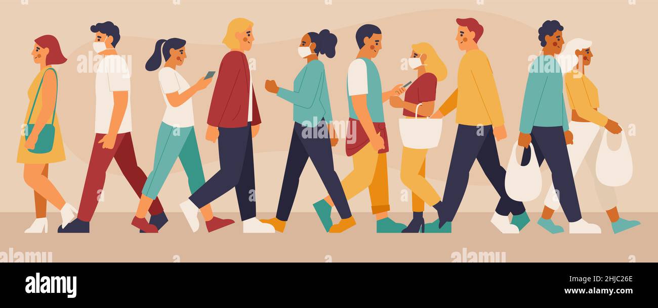 Flat design crowd of people illustrated Vector illustration Stock ...