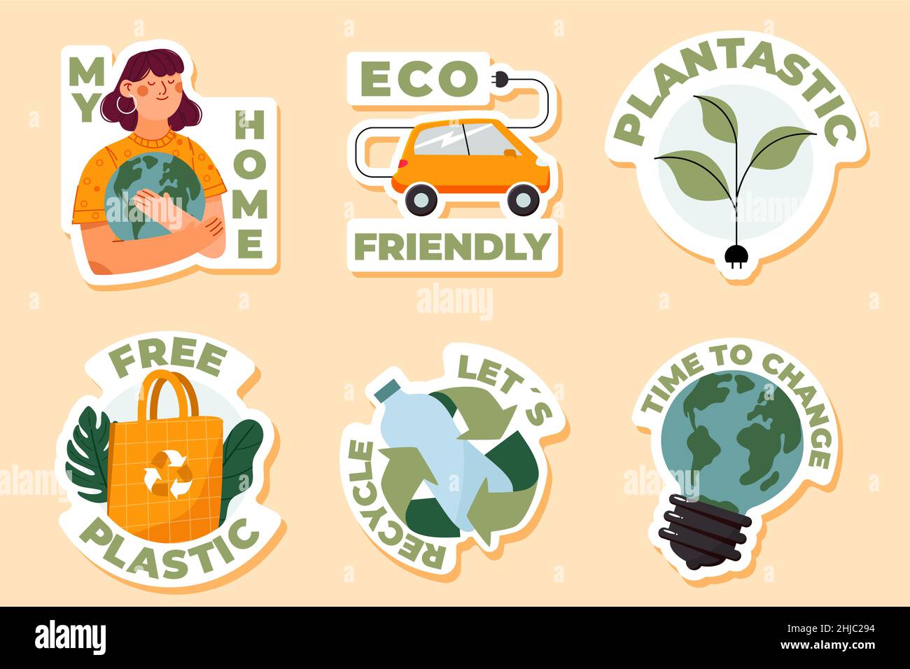 Hand drawn eco label pack Vector illustration Stock Vector Image & Art ...