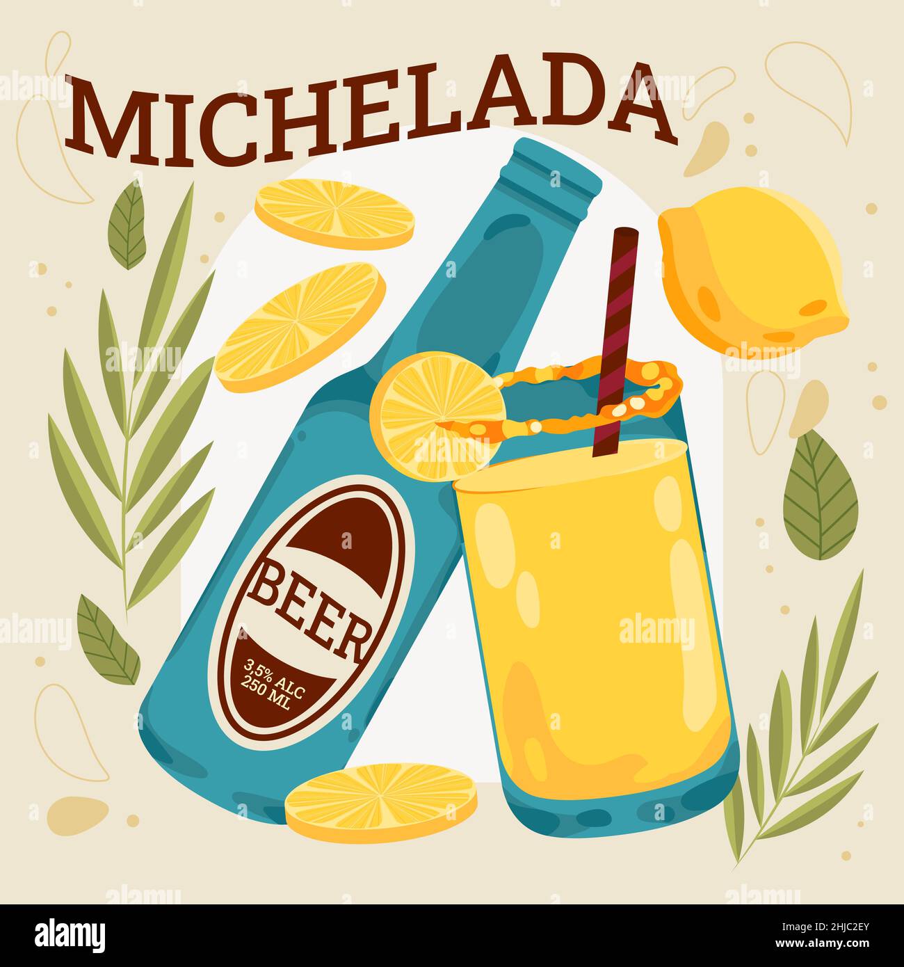 Hand drawn refreshing michelada illustration Vector illustration Stock ...