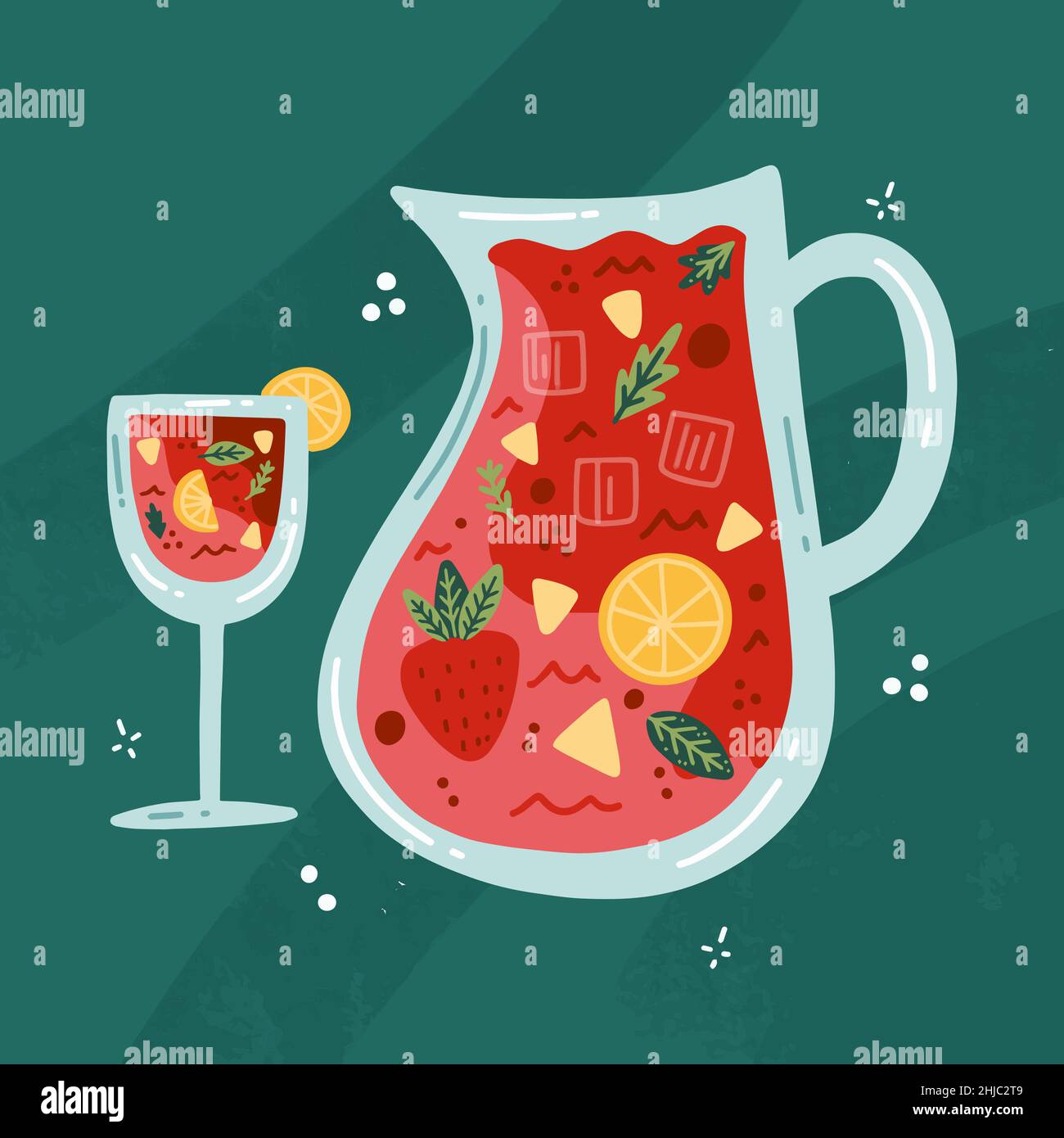 Hand drawn refreshing sangria illustration Vector illustration Stock ...