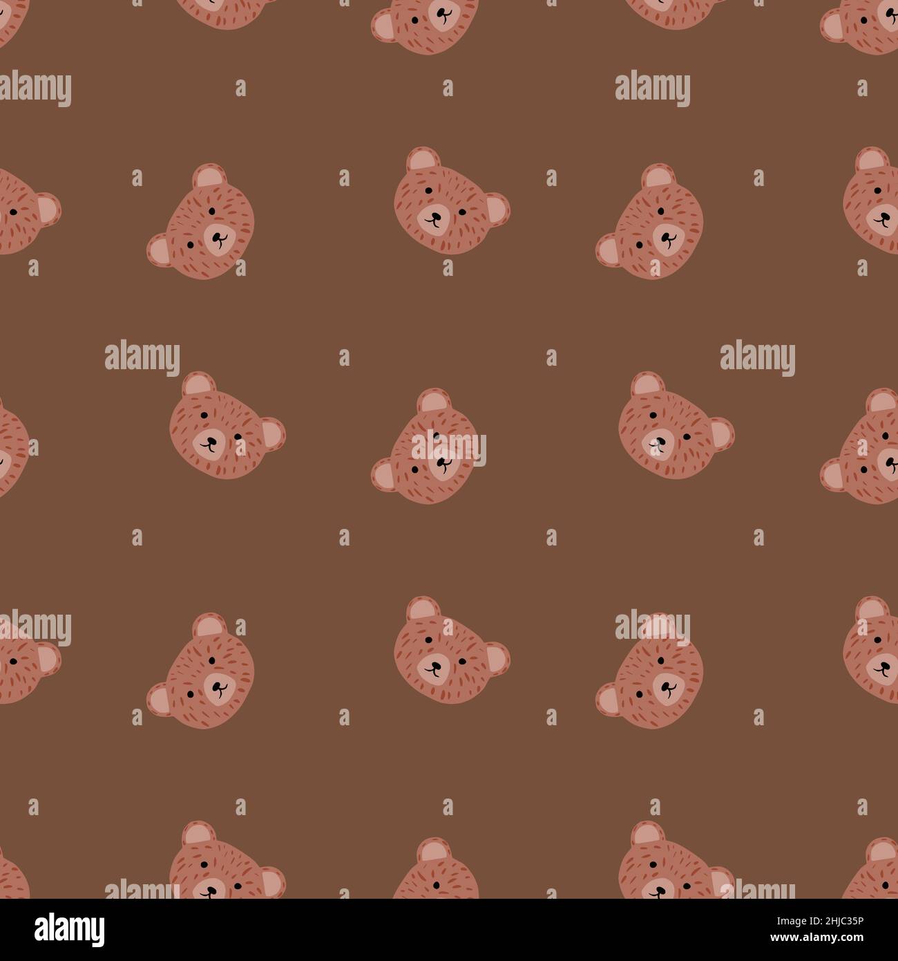 Bear pattern seamless in freehand style. Head animals on colorful ...