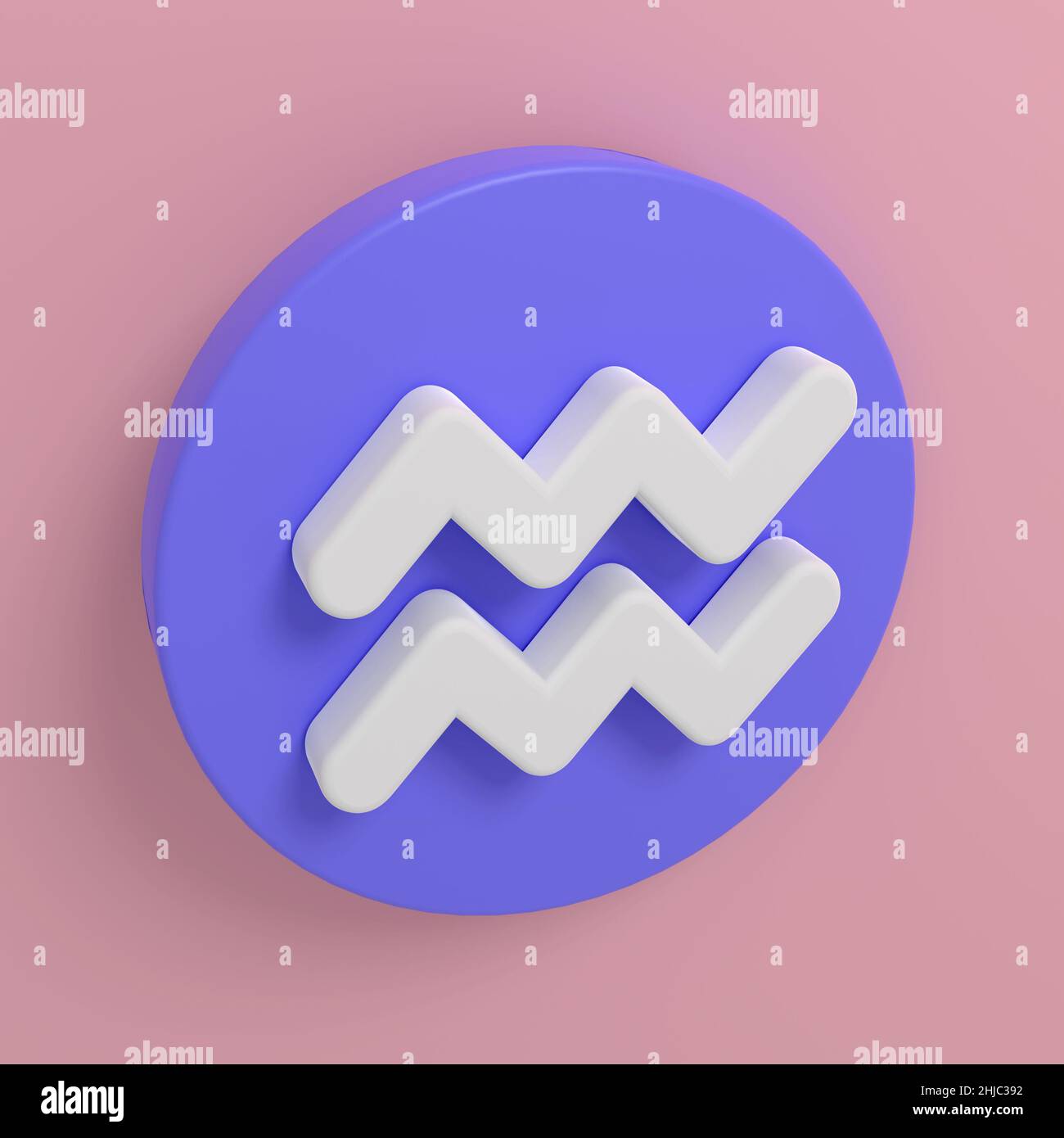 Three-dimensional icons of zodiac signs. The symbol of Aquarius. White ...