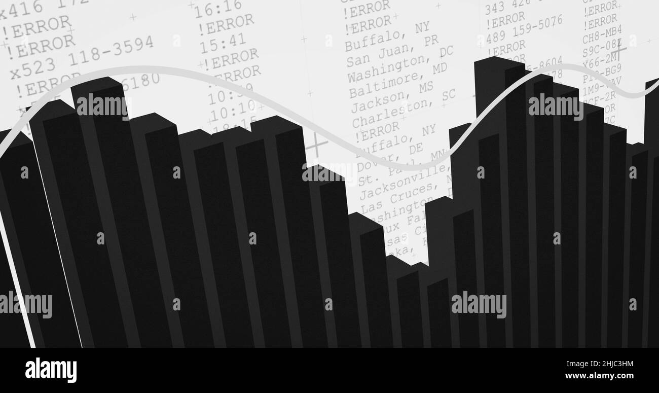 Image of financial data processing and arrow on white background Stock ...