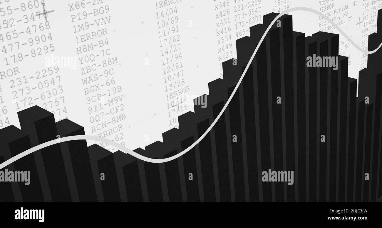 Image of financial data processing and arrow on white background Stock ...