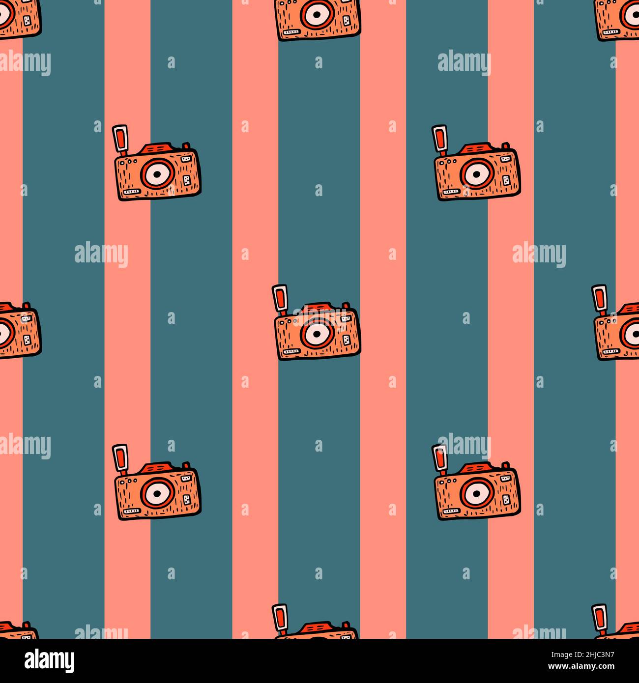 Photo camera seamless pattern. Cute vintage cameras background ...