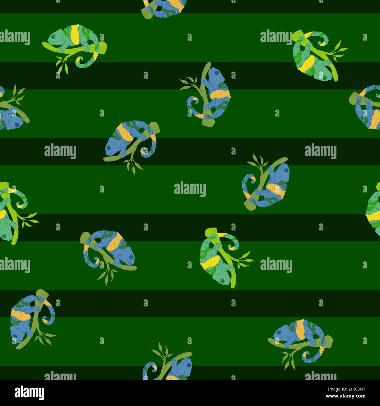 Chameleon seamless pattern. Background of tropical lizard. Repeated ...