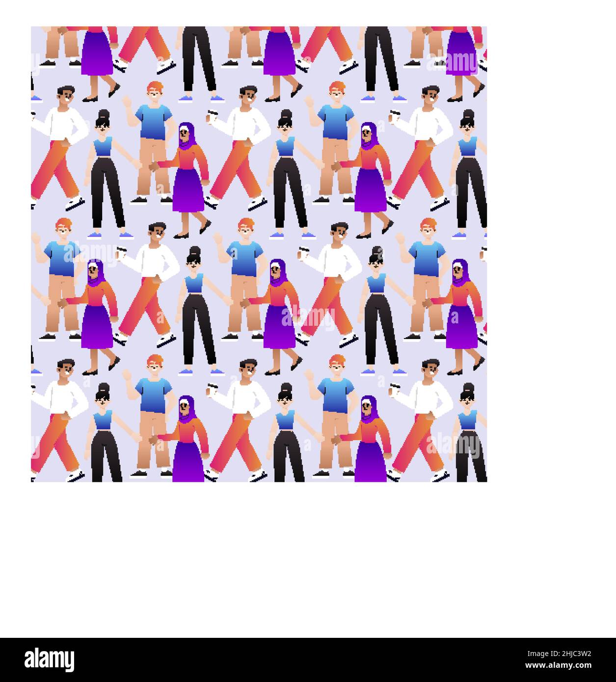 Gradient group of people pattern Vector illustration Stock Vector Image ...