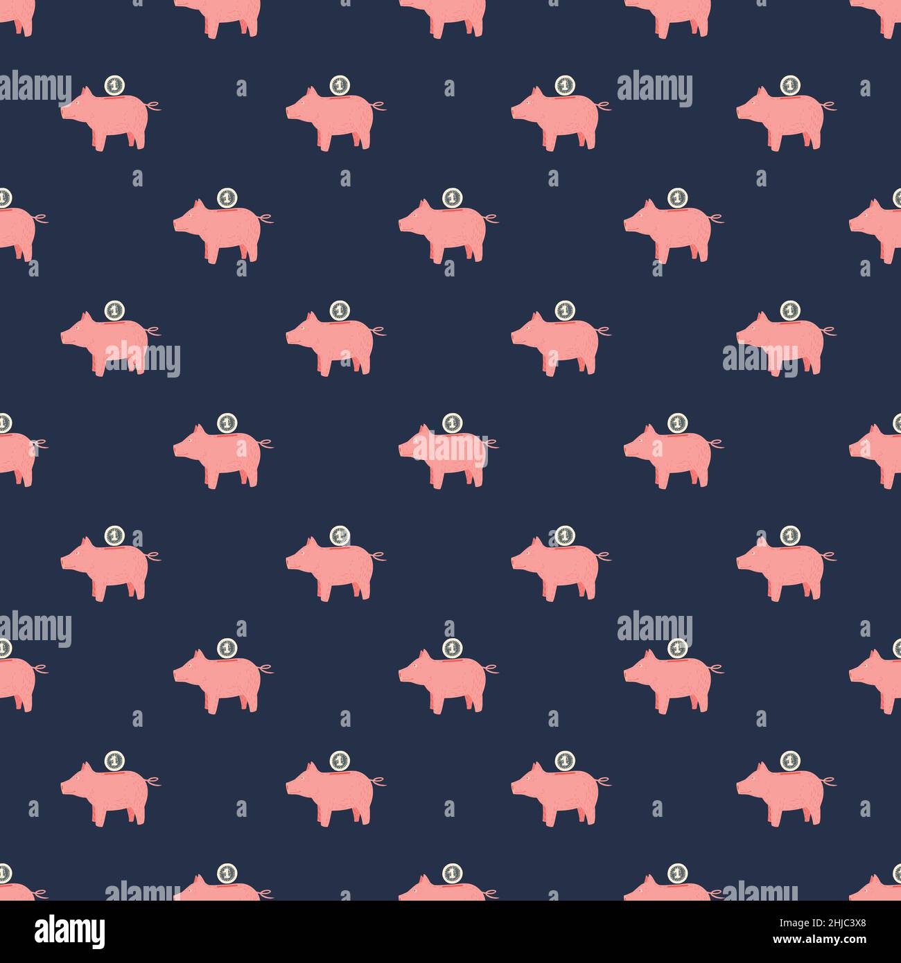 Piggy bank seamless pattern. Funny financial toy background. Repeated ...