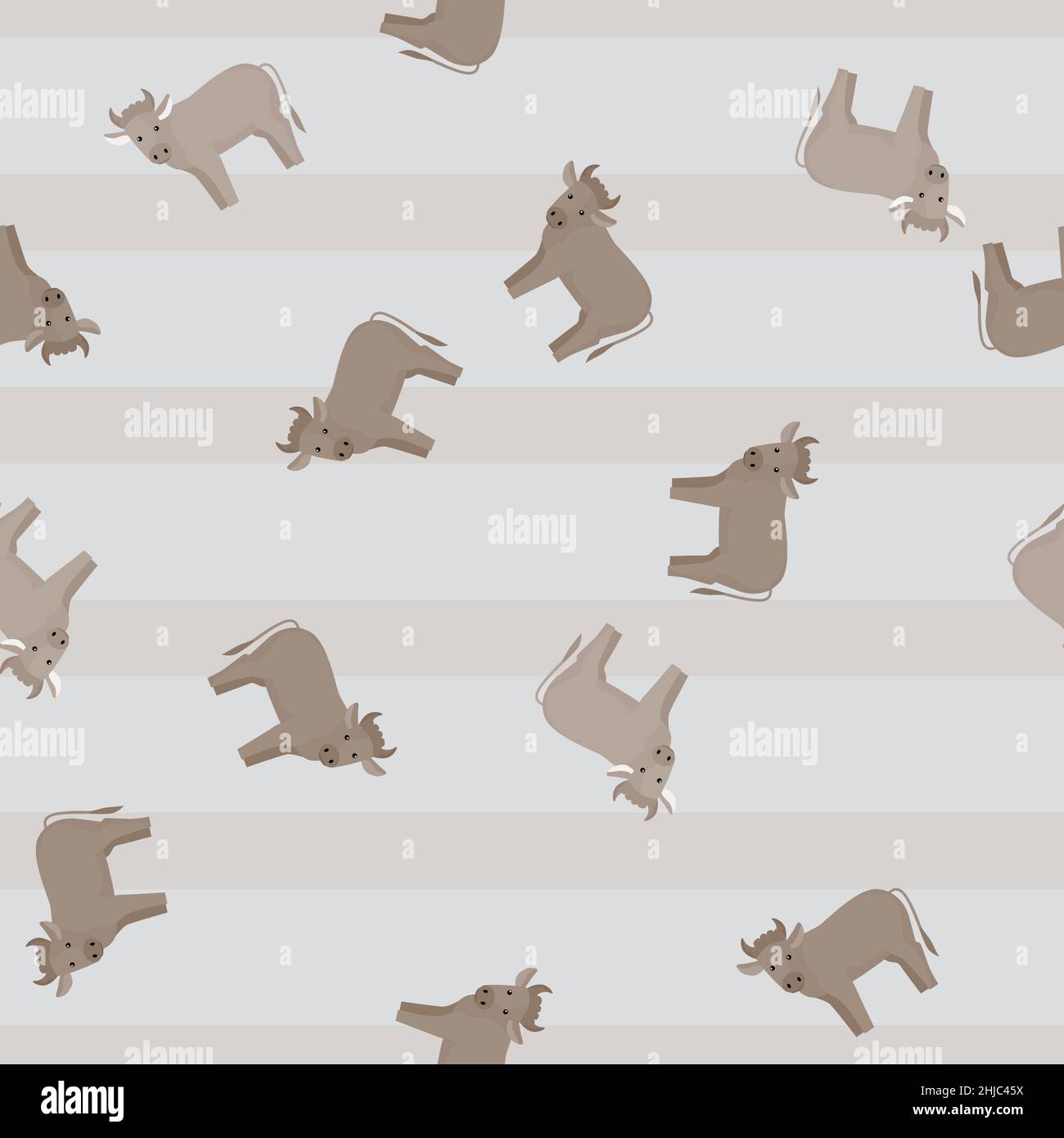 Seamless pattern of bull. Domestic animals on colorful background ...