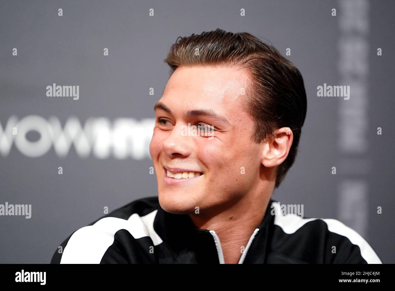 Boxer Hopey Price during a press conference at The Banking Hall, Leeds ...