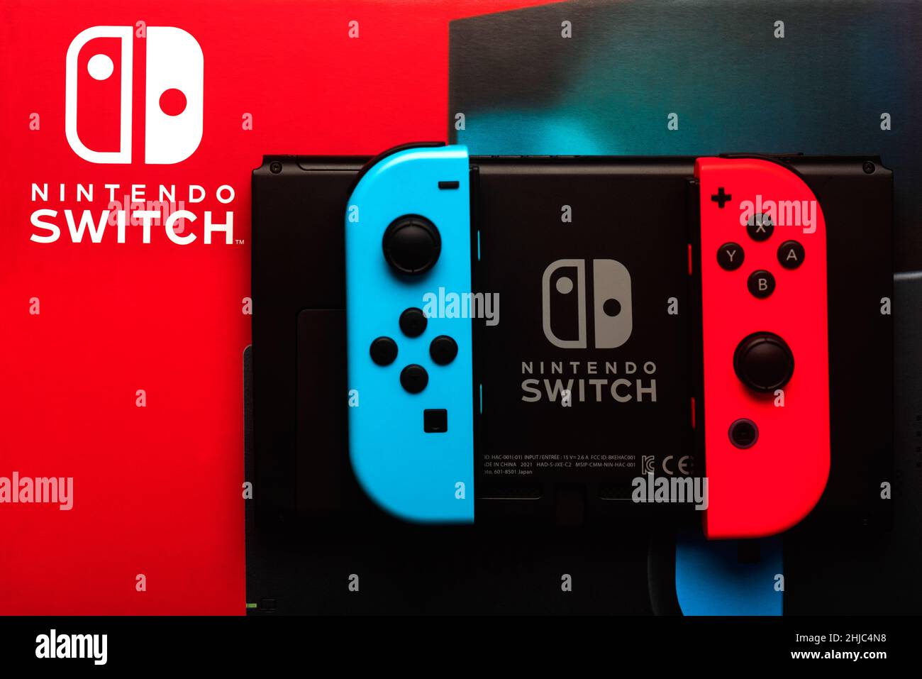 Nintendo Switch video game console box with Nintendo Switch logo, Back ...