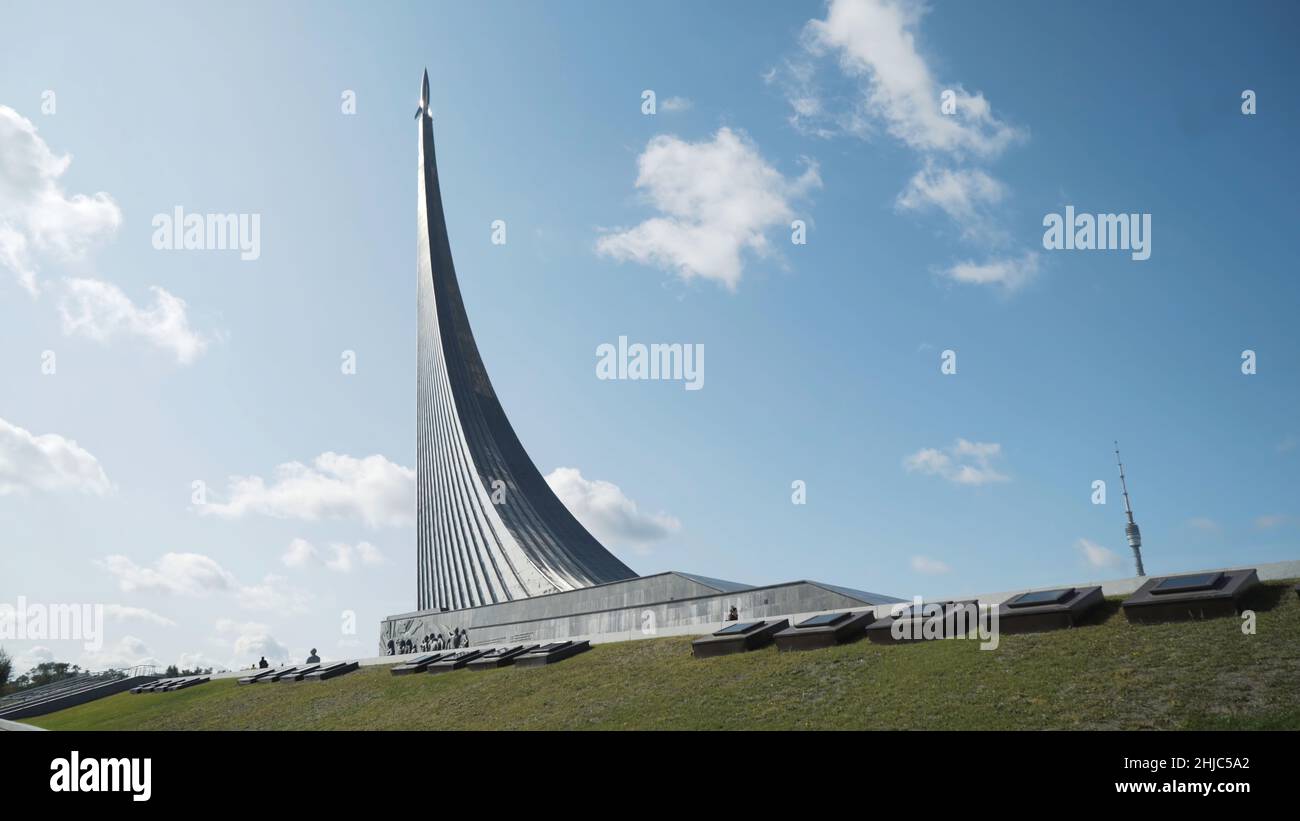 Monument to the conquerors of space located in Moscow, Russia. Summer ...