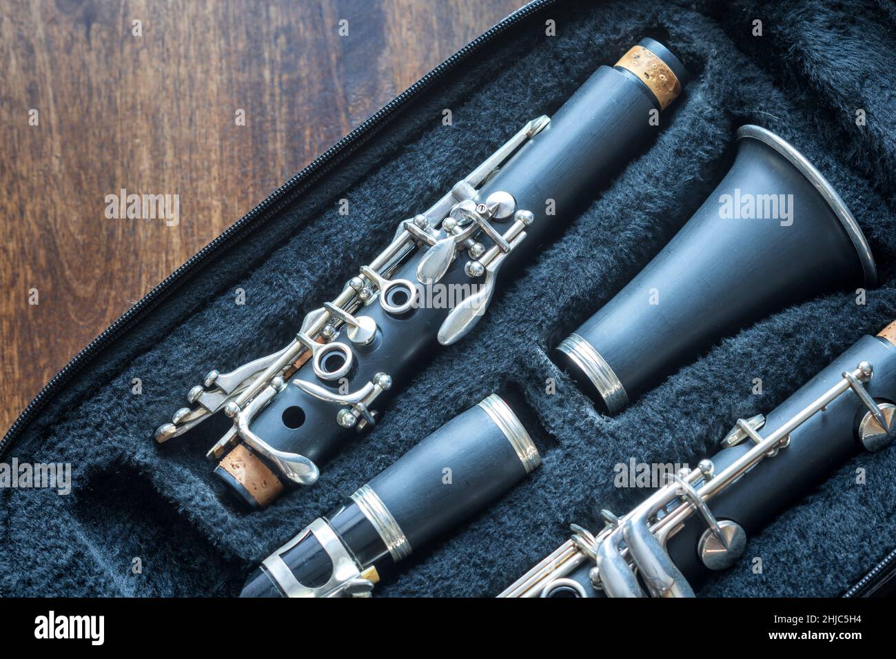 clarinet inside musical instrument storage case closeup Stock Photo - Alamy
