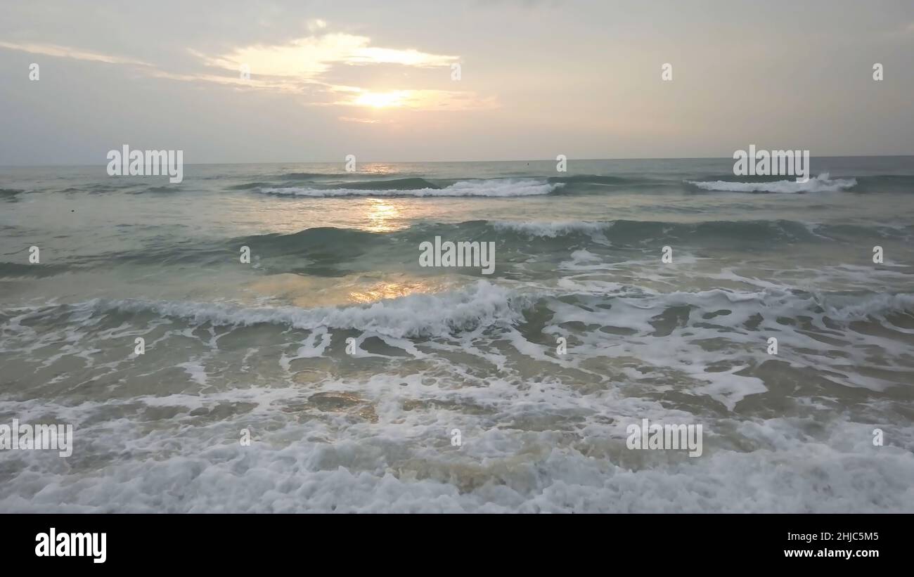 Sunset Twilight Dusk Beach Wave Sun. Video. Incredibly beautiful sunset ...