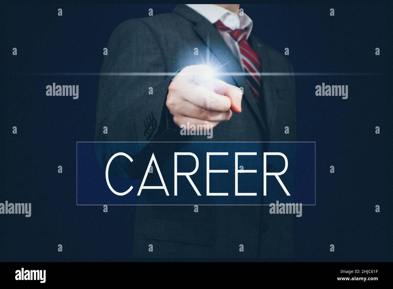 Career - lettering, businessman pointing finger Stock Photo - Alamy