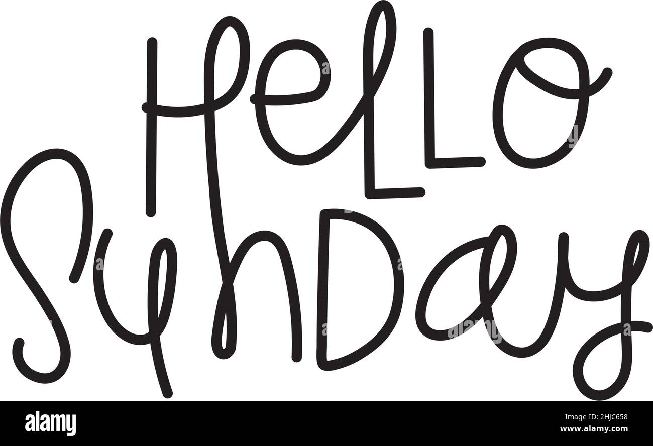 hello sunday lettering design on white background Stock Vector Image ...