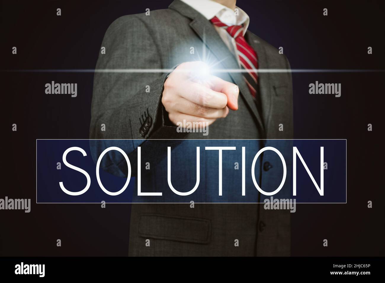 Solution - lettering, businessman pointing finger Stock Photo - Alamy Solution - lettering, businessman pointing finger Stock Photo - Alamy