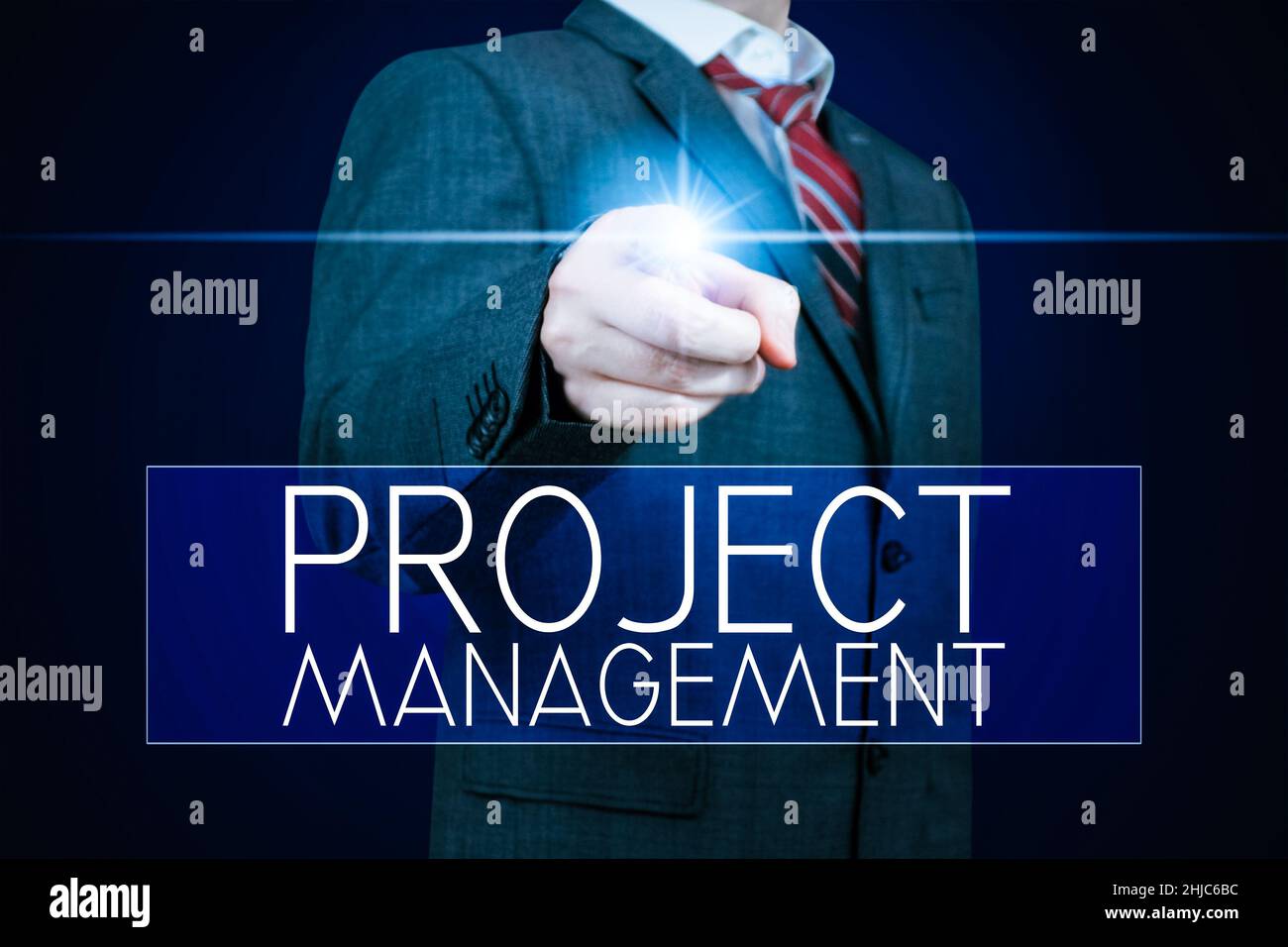 Project management - lettering, businessman pointing finger Stock Photo ...