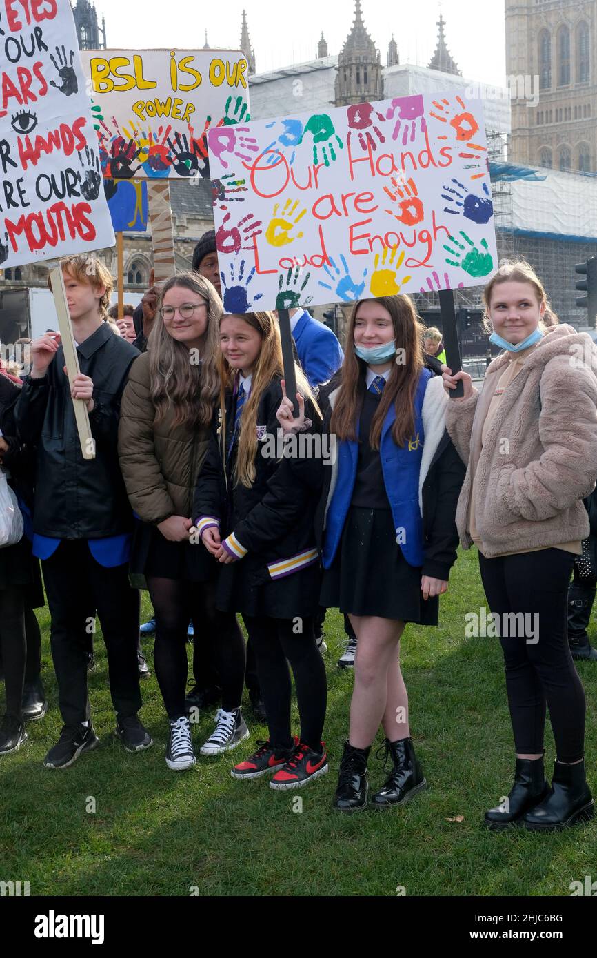 Parliament Square, London, UK. 28th Jan 2022. Protest outside ...