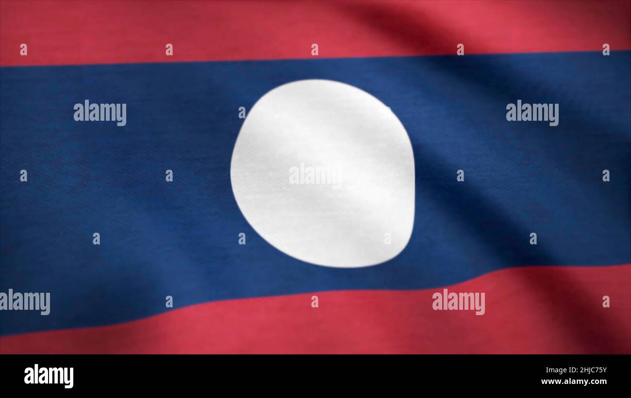 Laos flag waving at wind. Flag of Laos animation Stock Photo - Alamy