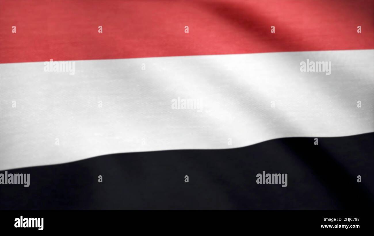 Flag of Yemen animation. Yemen flag waving on wind Stock Photo - Alamy