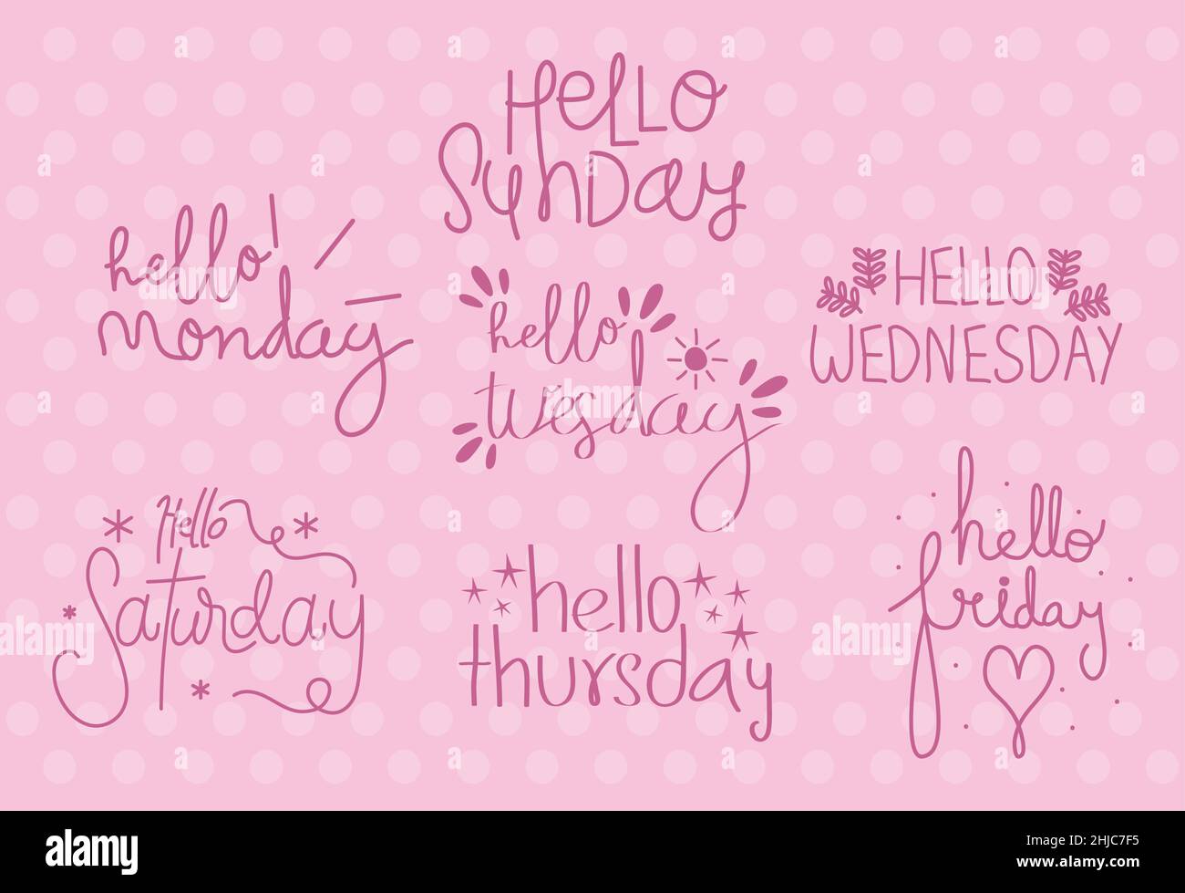 hello week lettering designs set Stock Vector Image & Art - Alamy