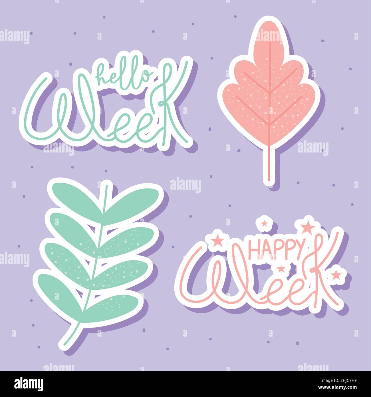 hello week designs and leaves set Stock Vector Image & Art - Alamy