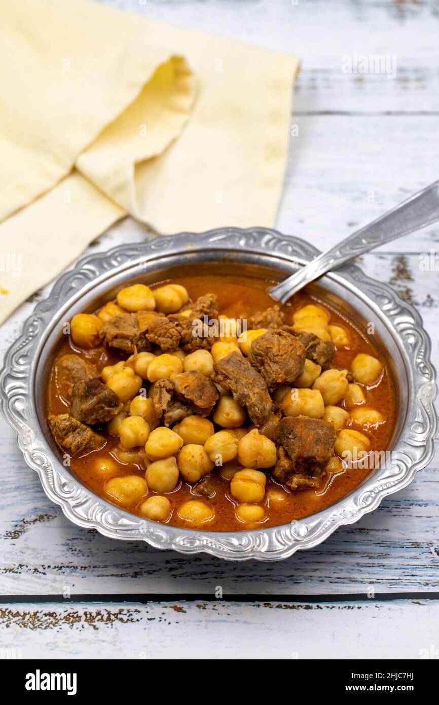 Traditional delicious Turkish foods; Turkish Food Chickpeas with Meat ...