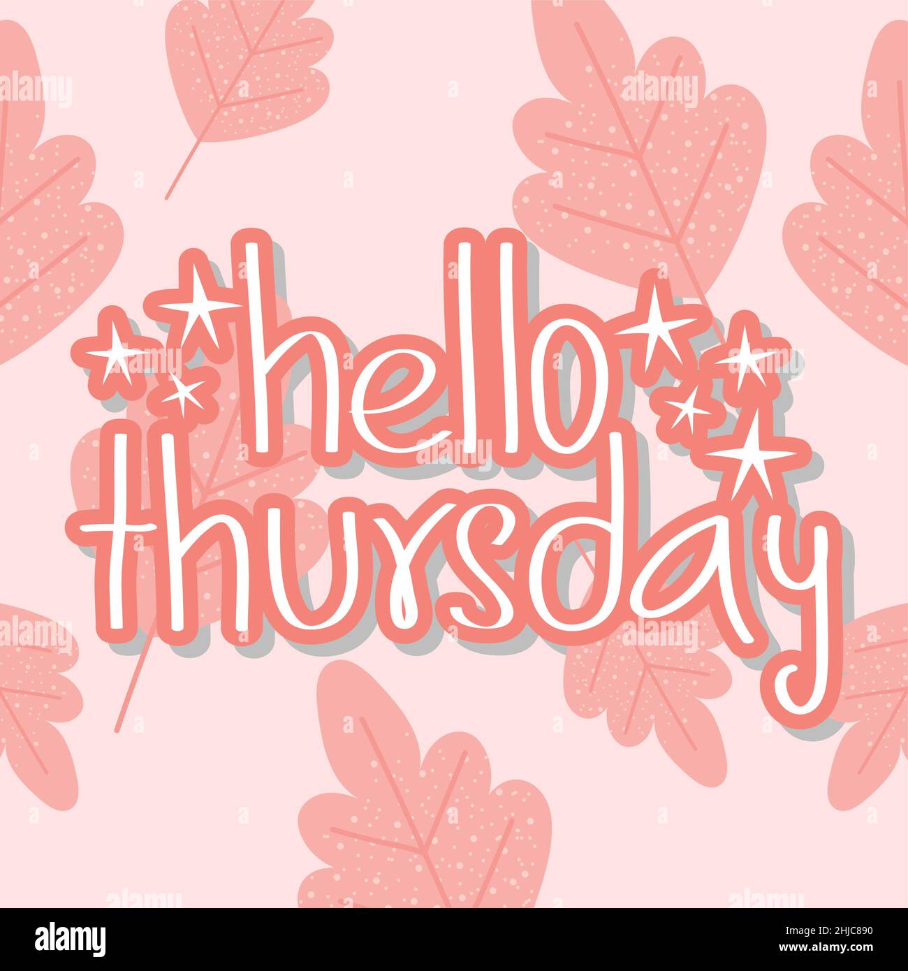 hello thursday illustration with leaves around Stock Vector Image & Art ...