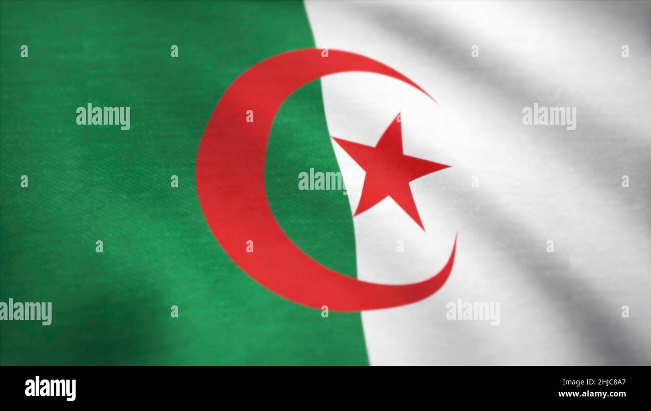 Algeria flag waving animation. Flag of Algeria waving in the wind Stock ...
