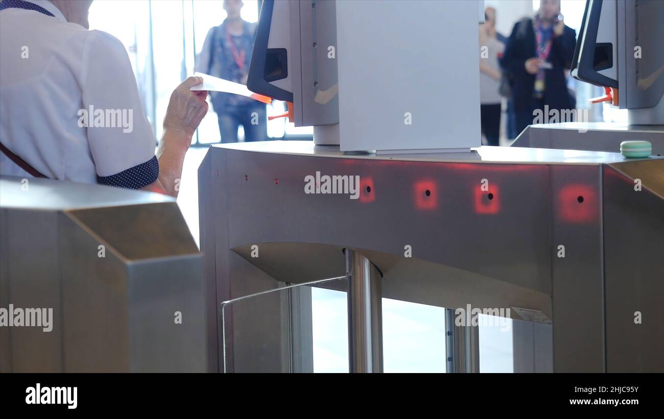 Entrance with e-pass. Media. Automatic checkpoint with contactless ...