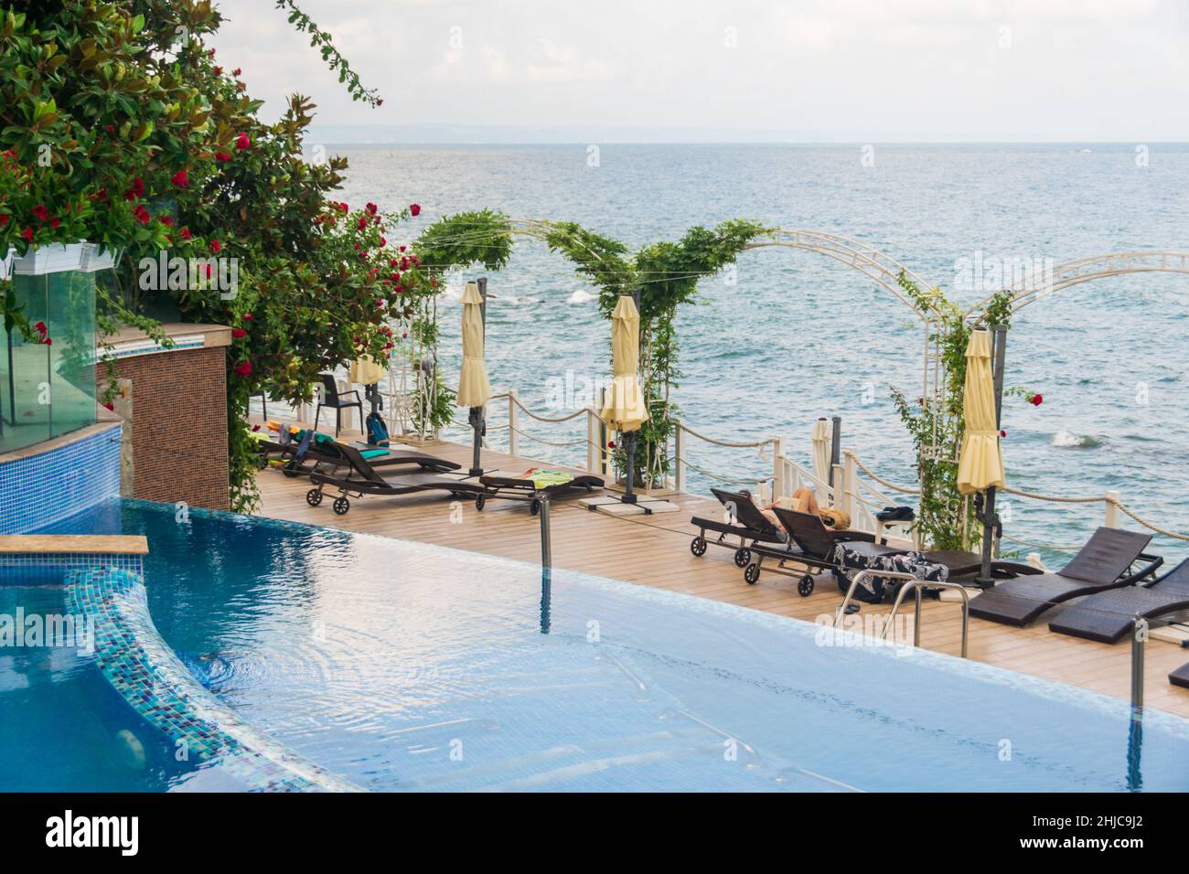 Infinity pool at the Black Sea in Varna, Bulgaria Stock Photo - Alamy
