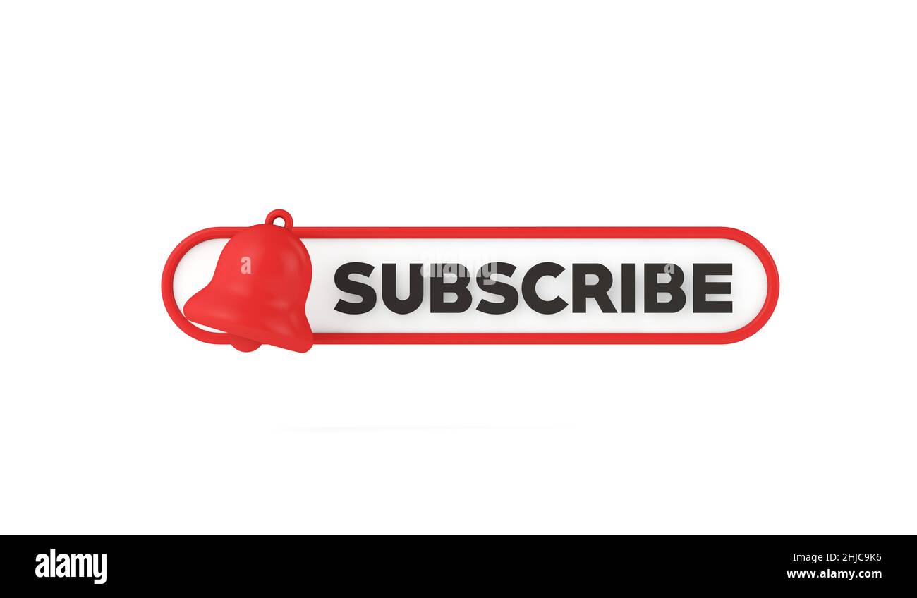 Subscribe button banner with bell. Subscribe to a video channel or ...