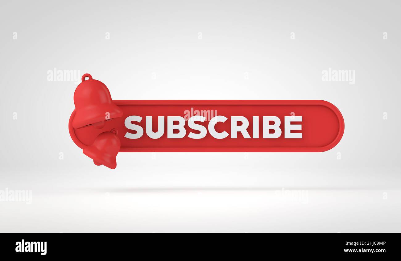 Subscribe button banner with bell. Subscribe to a video channel or ...