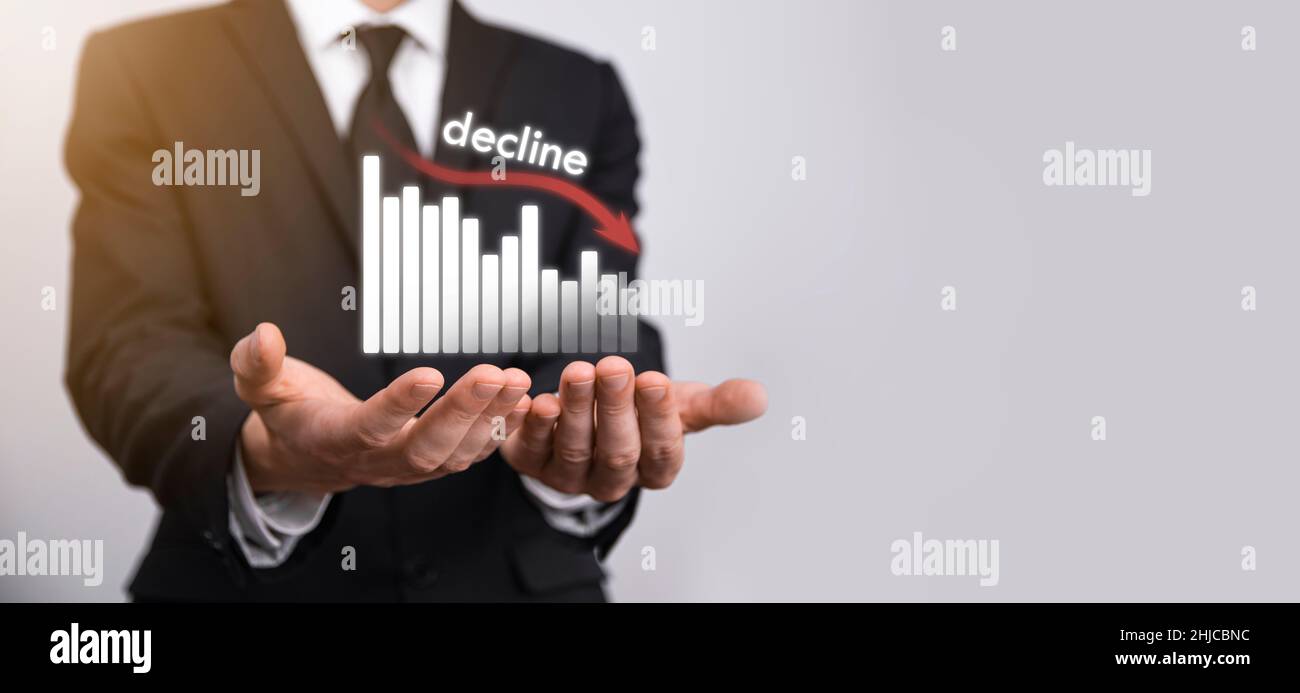 Businessman holding graph growth and increase of chart positive ...