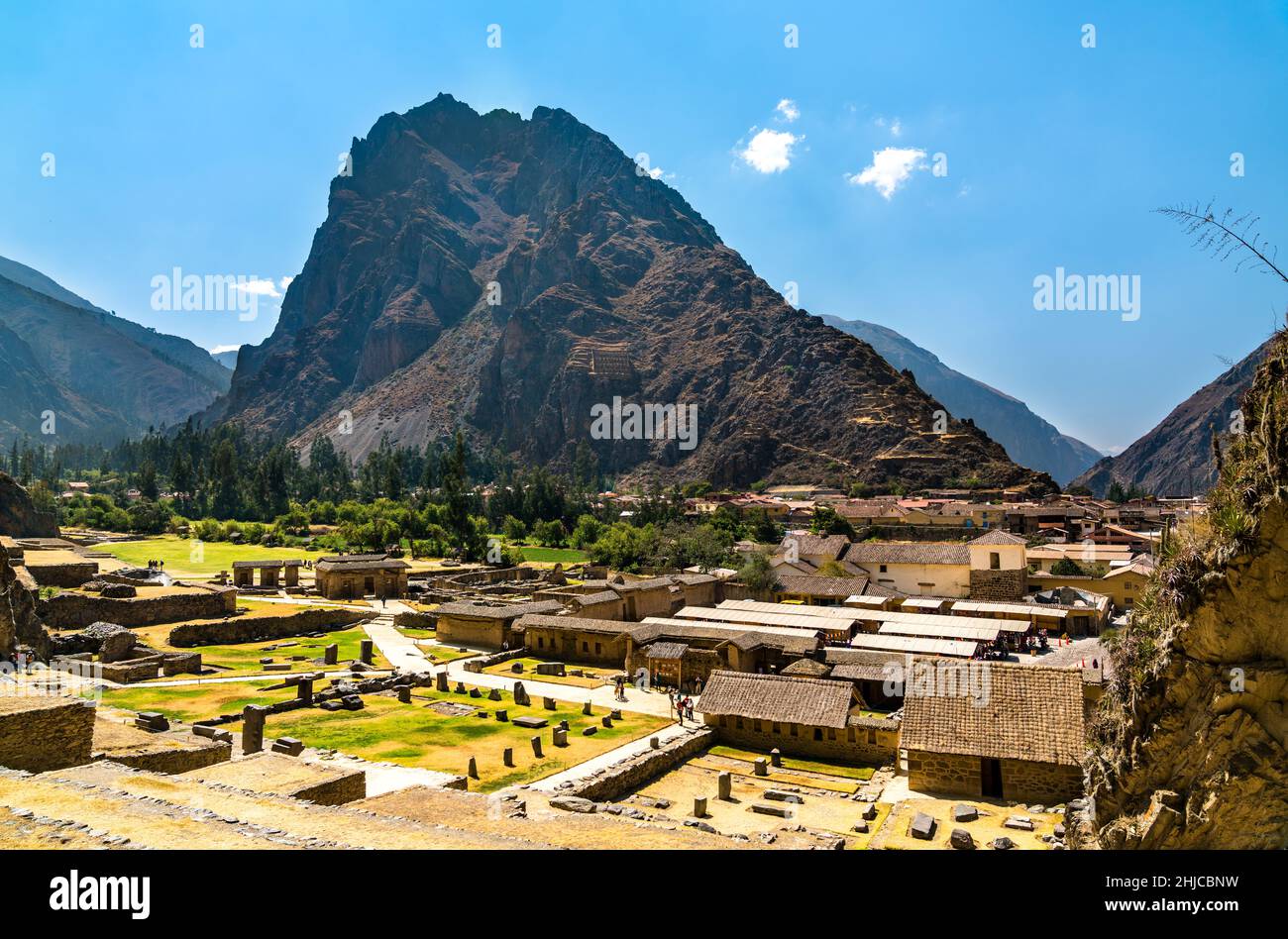 Inca archaeological site at Ollantaytambo in the Sacred Valley of Peru ...