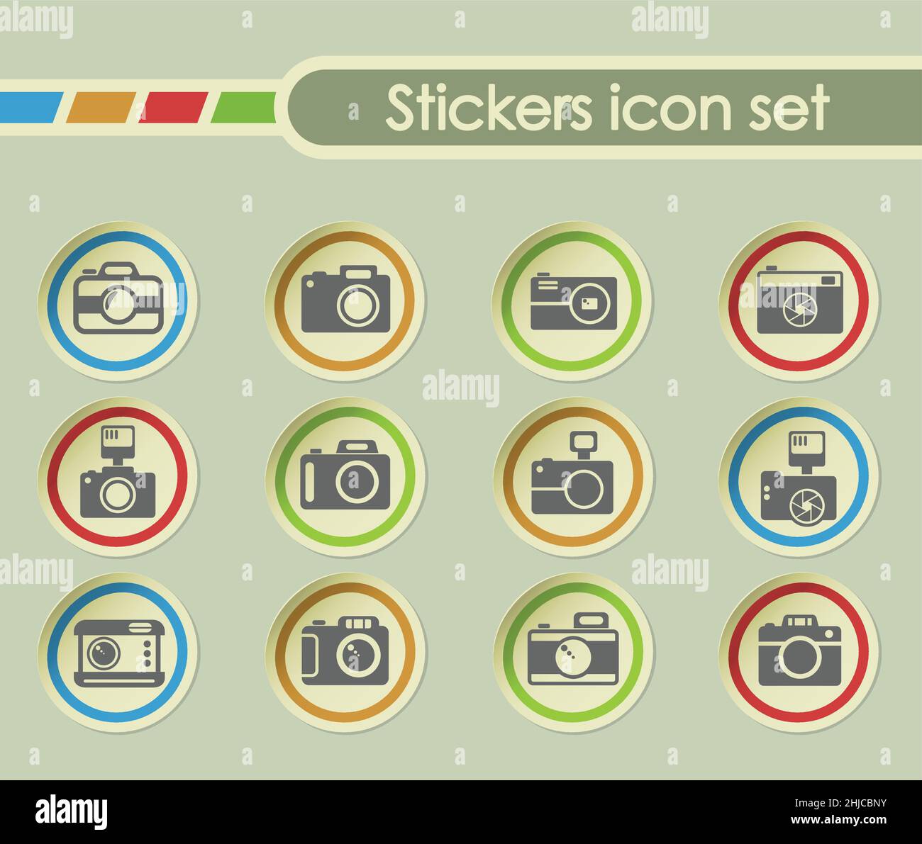 camera round sticker icons for your creative ideas Stock Vector Image ...